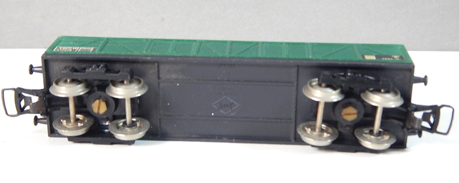 JOUEF UN WAGON TOMBEREAU TP A BOGIE VERT BOGIES NOIR HO SANS BOITE ...