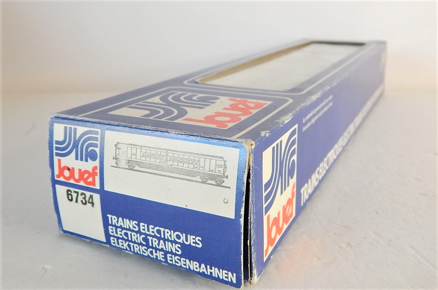 JOUEF WAGON COUVERT LONG A BOGIE CARGO WAGON HO EN BOITE REF 6734 N...